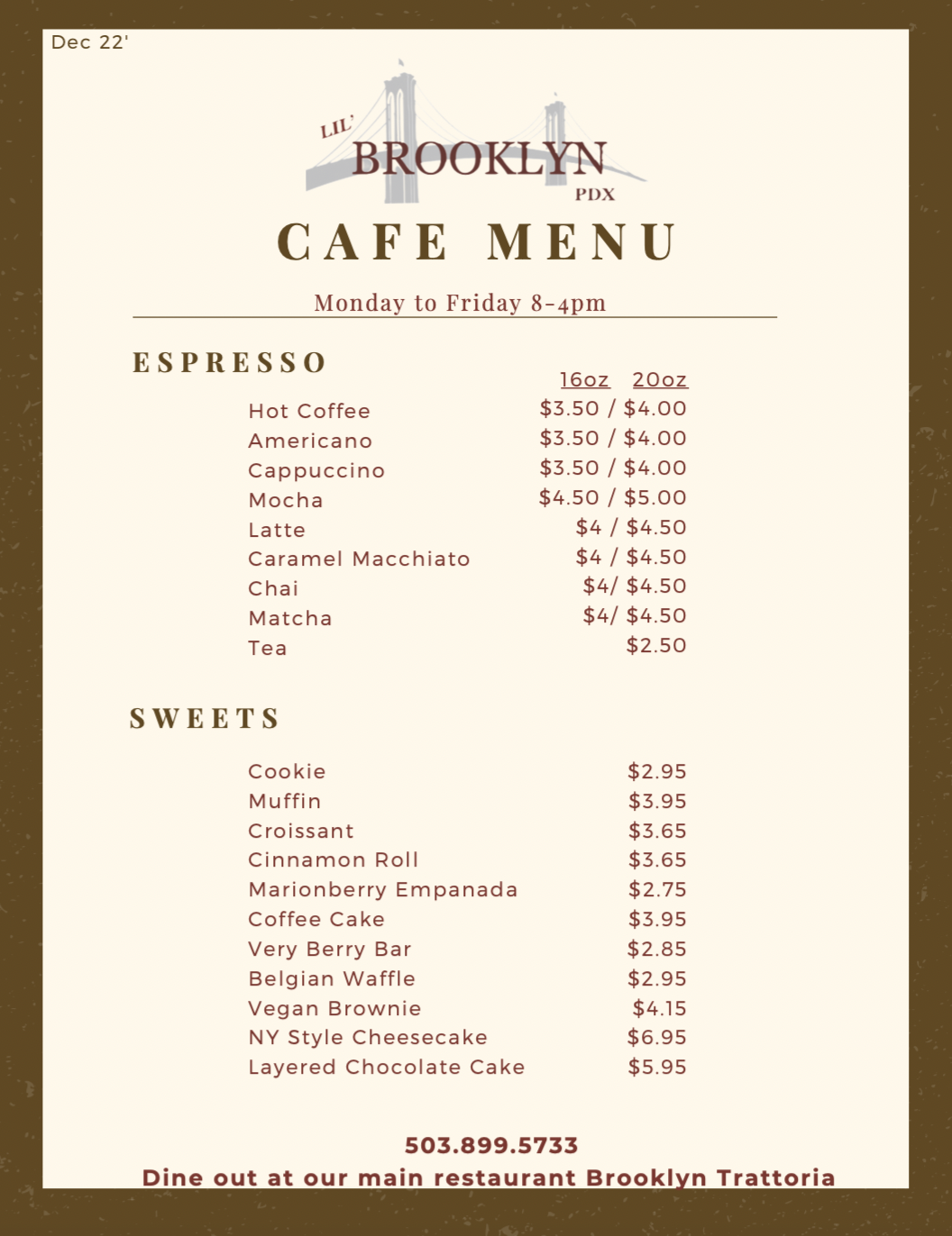 Little Brooklyn | Brooklyn Trattoria | Your local Trattoria in Bethany ...